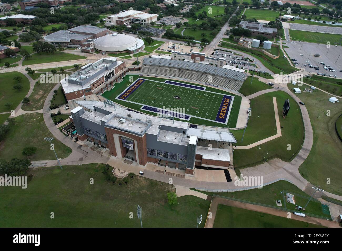 An aerial view of Panther Stadium at Blackshear Field on the campus of ...