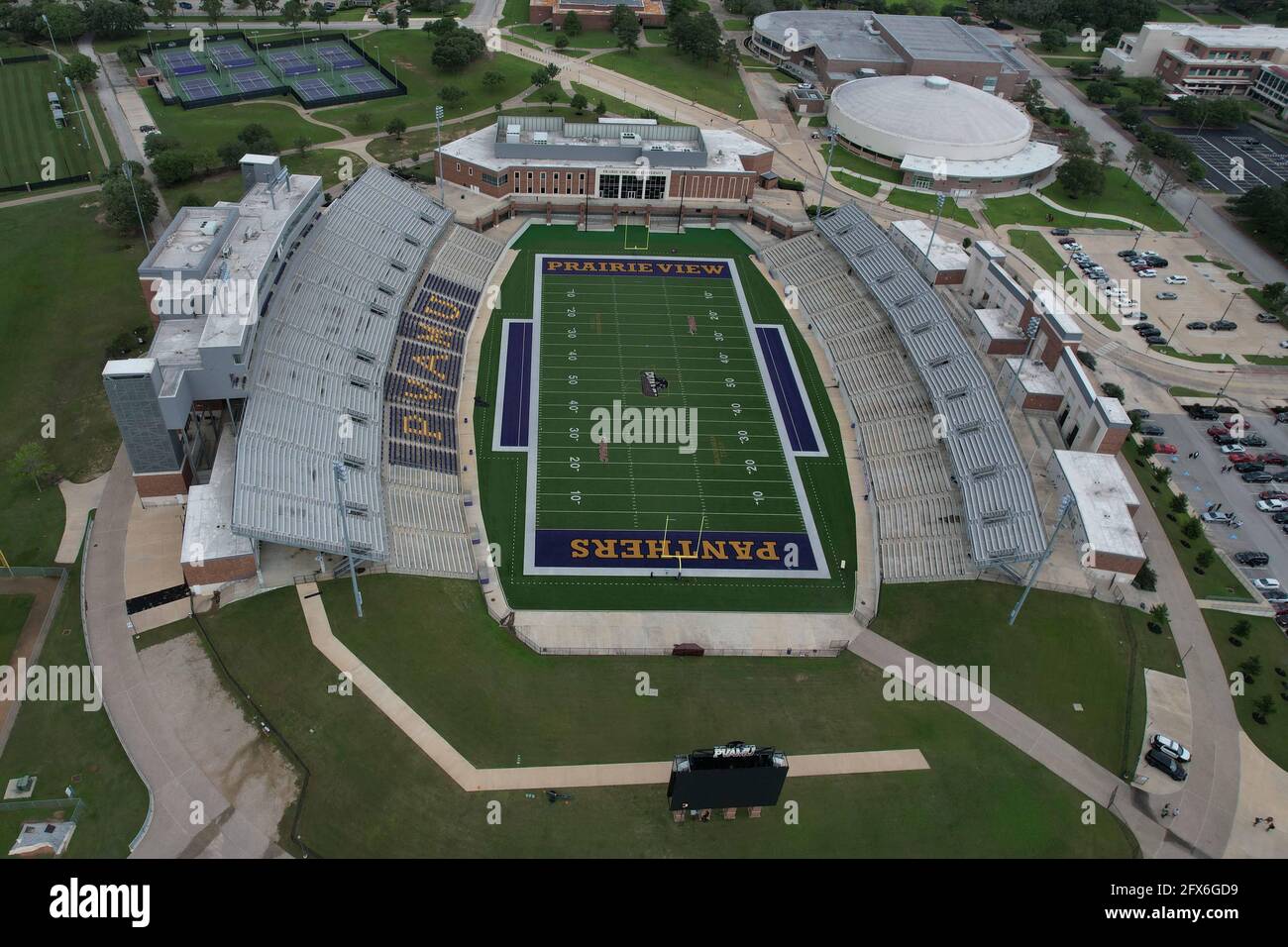 An aerial view of Panther Stadium at Blackshear Field on the campus of ...