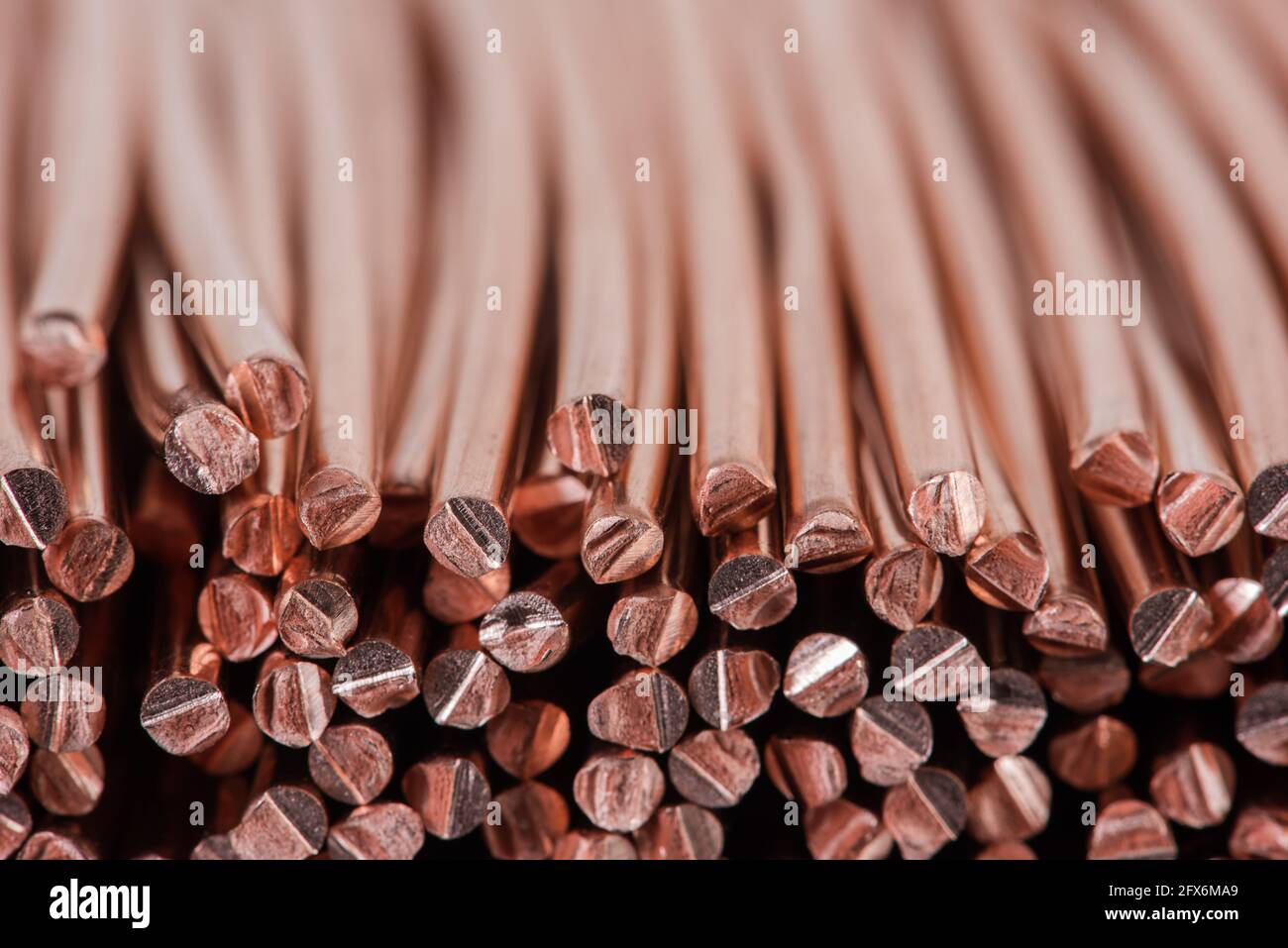 Close-up Copper Wire Scrap Material with Blurred Background Stock Photo ...