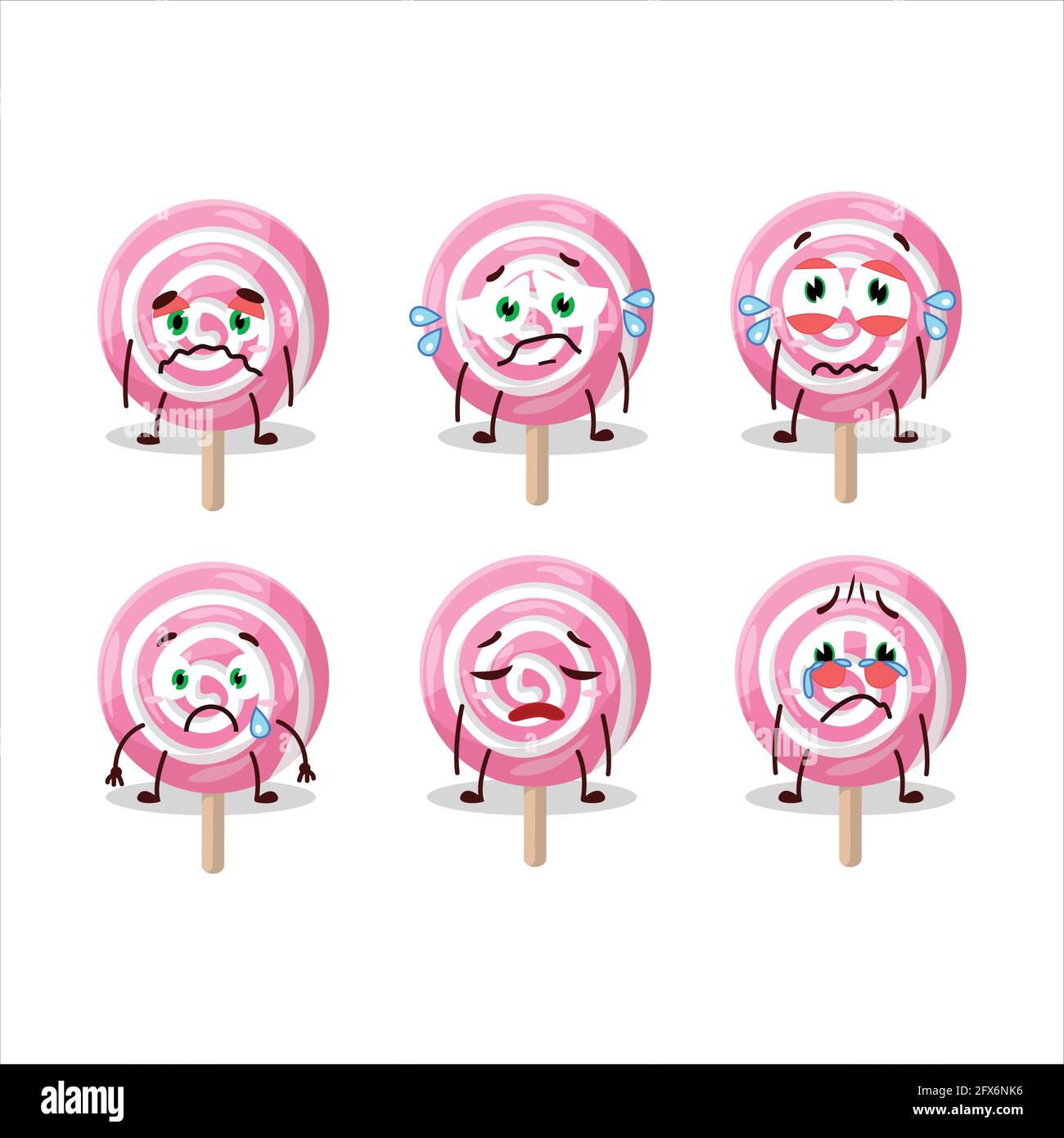 Lolipop spiral cartoon character with sad expression. Vector ...