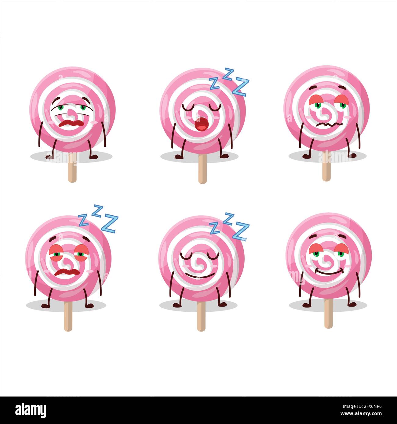 Cartoon character of lolipop spiral with sleepy expression. Vector ...