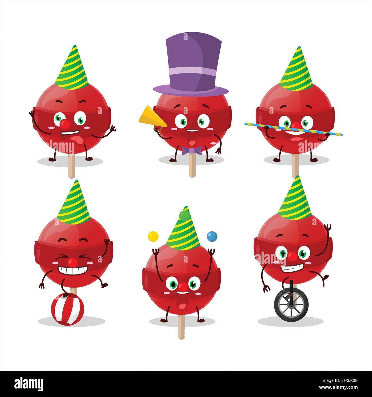 Cartoon character of red lolipop with various circus shows. Vector ...