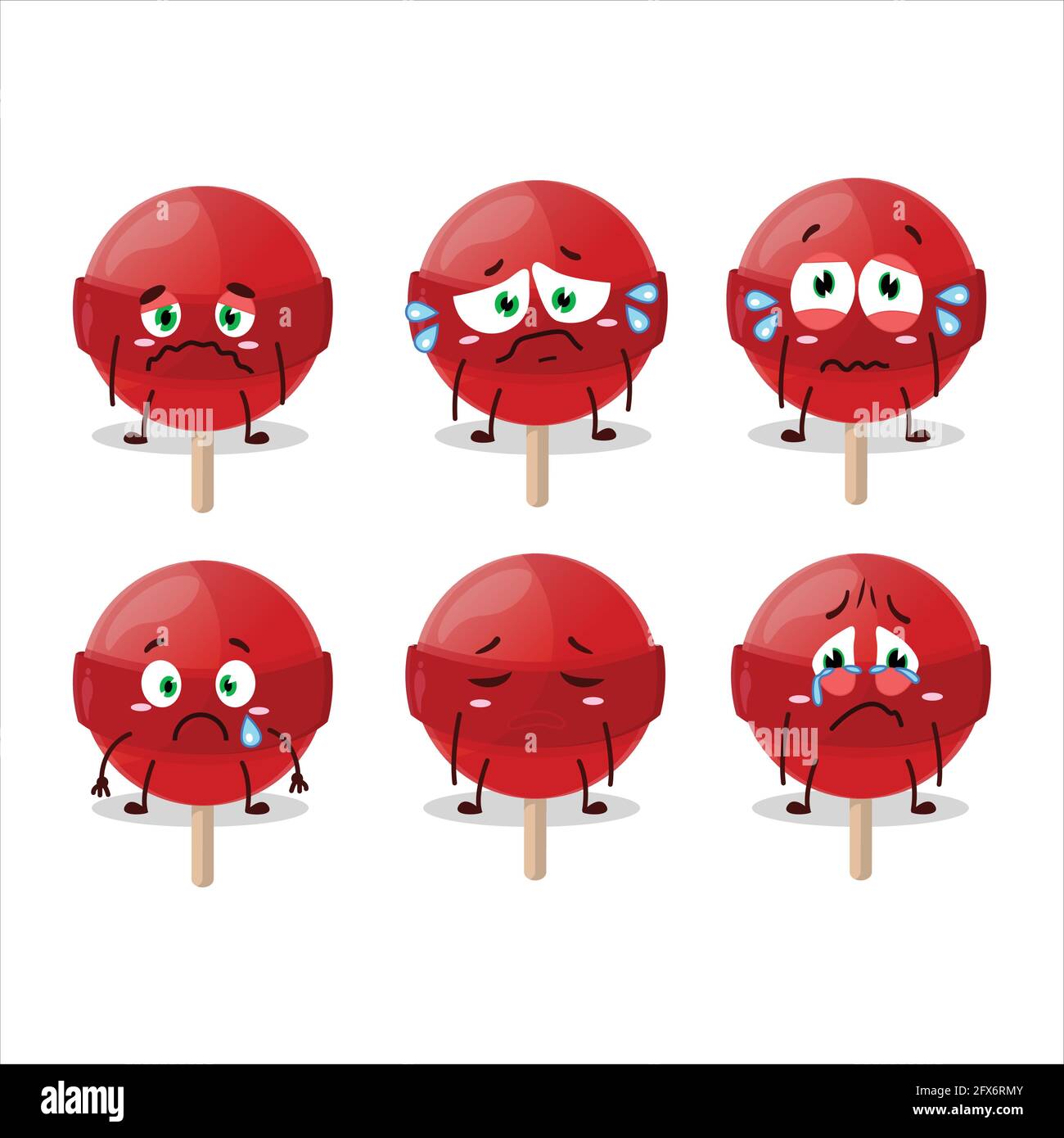 Red lolipop cartoon character with sad expression. Vector illustration ...