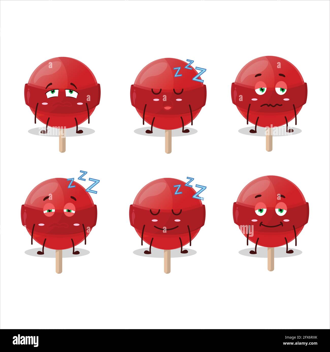 Cartoon character of red lolipop with sleepy expression. Vector ...
