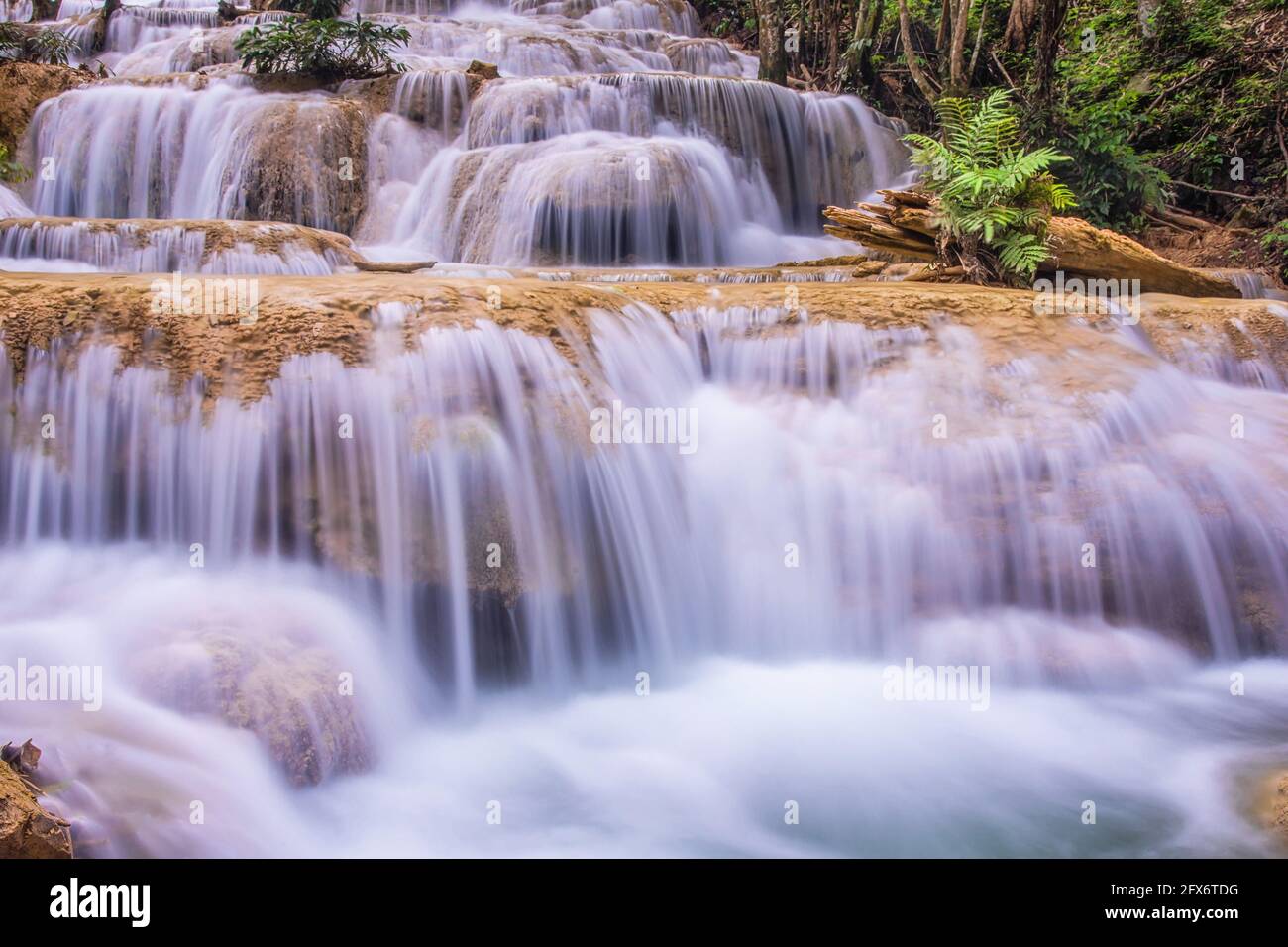 Mae Kae waterfall the Most Famous in Lampang, Thailand. Beautiful silky ...