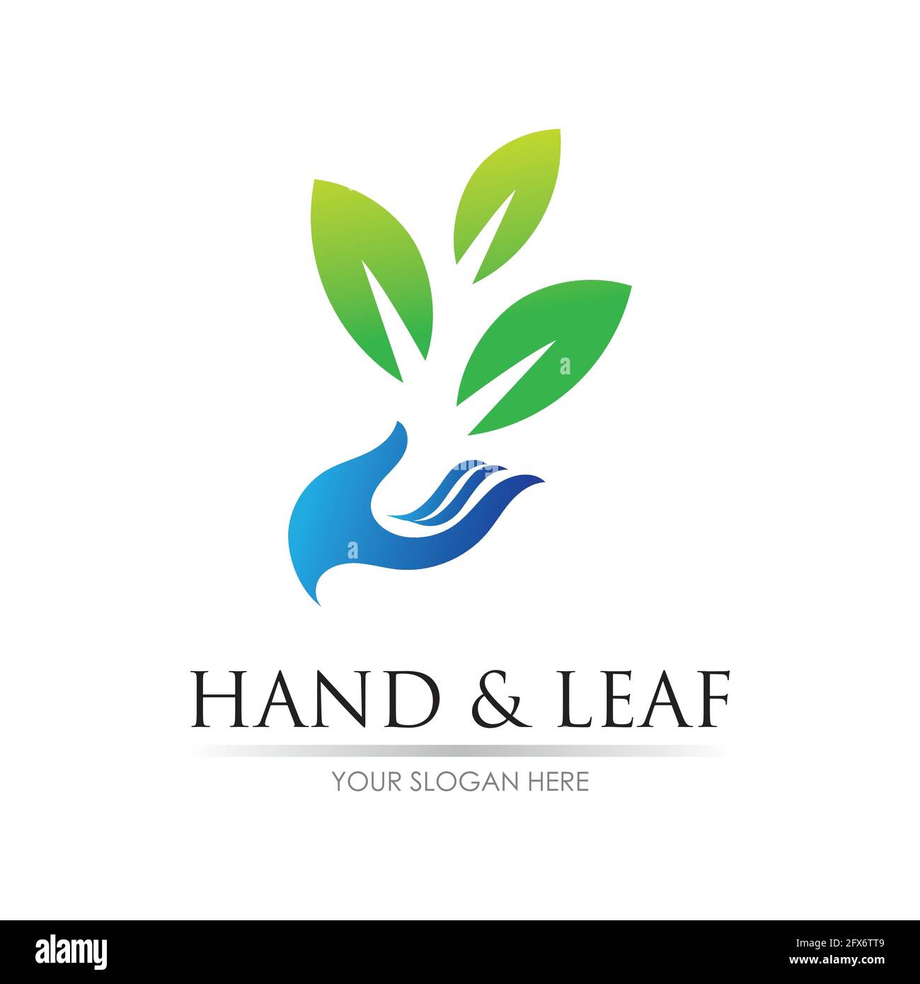 hand and leaf logo vector illustration design template Stock Vector ...