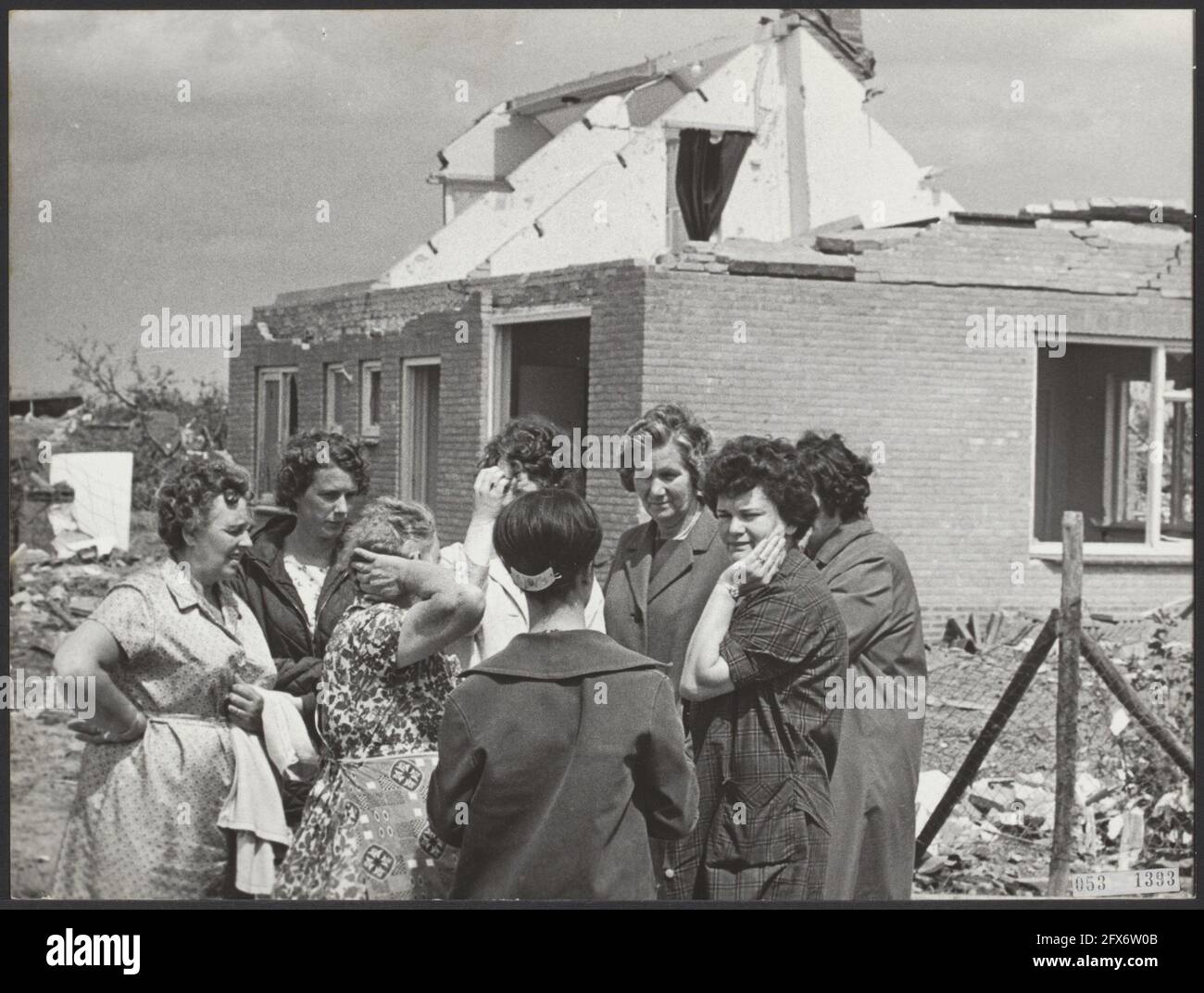 block of houses destroyed by whirlwind, June 26, 1967, disasters ...
