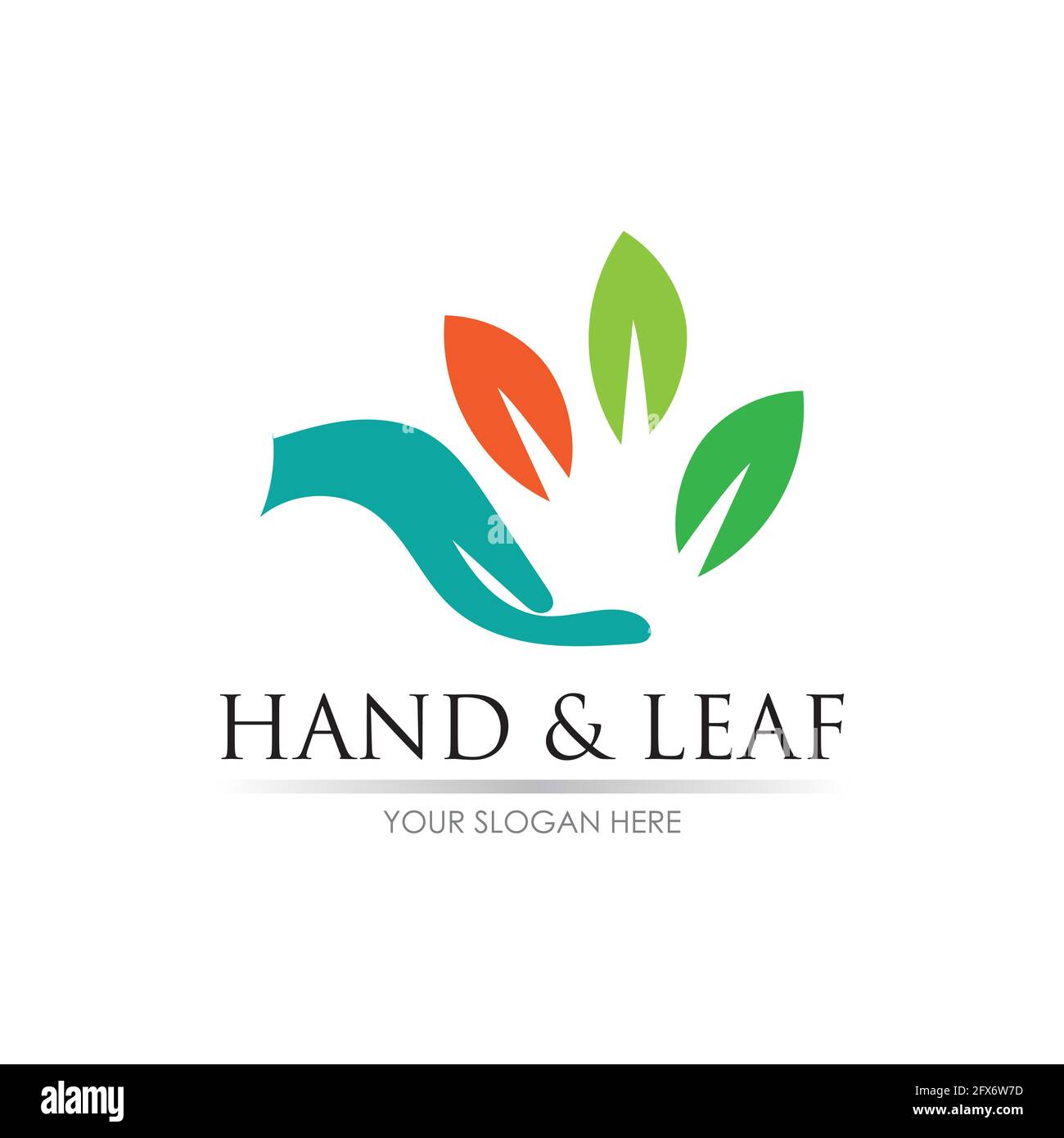 hand and leaf logo vector illustration design template Stock Vector ...
