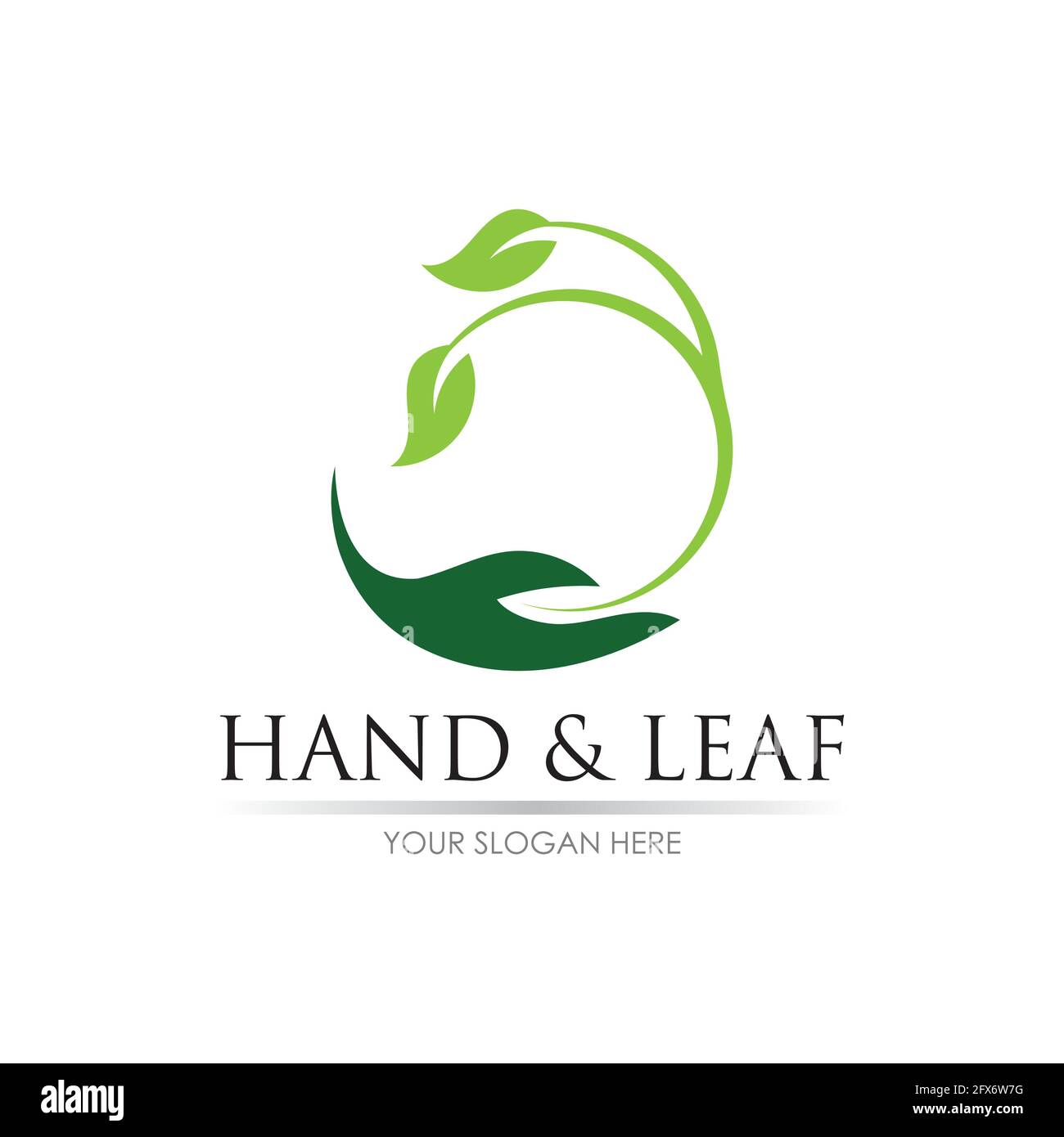 hand and leaf logo vector illustration design template Stock Vector ...