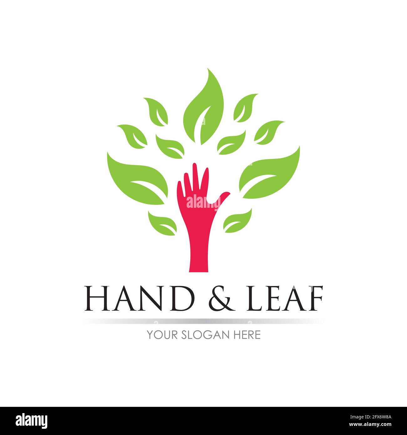 hand and leaf logo vector illustration design template Stock Vector ...