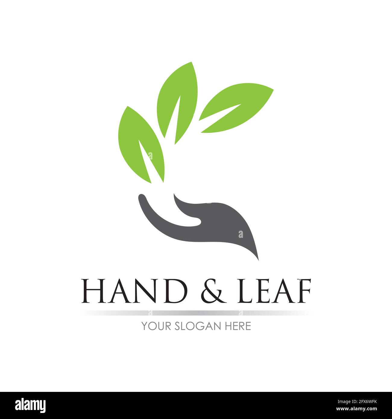 hand and leaf logo vector illustration design template Stock Vector ...