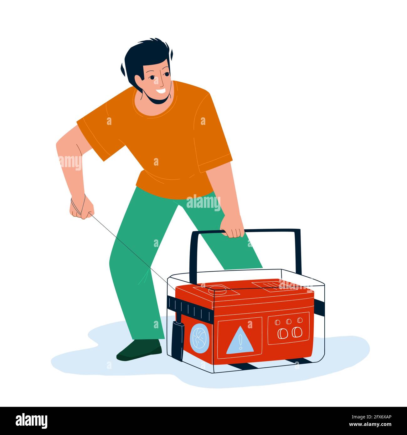 Generator Equipment Starting Young Man Vector Stock Vector Image & Art ...