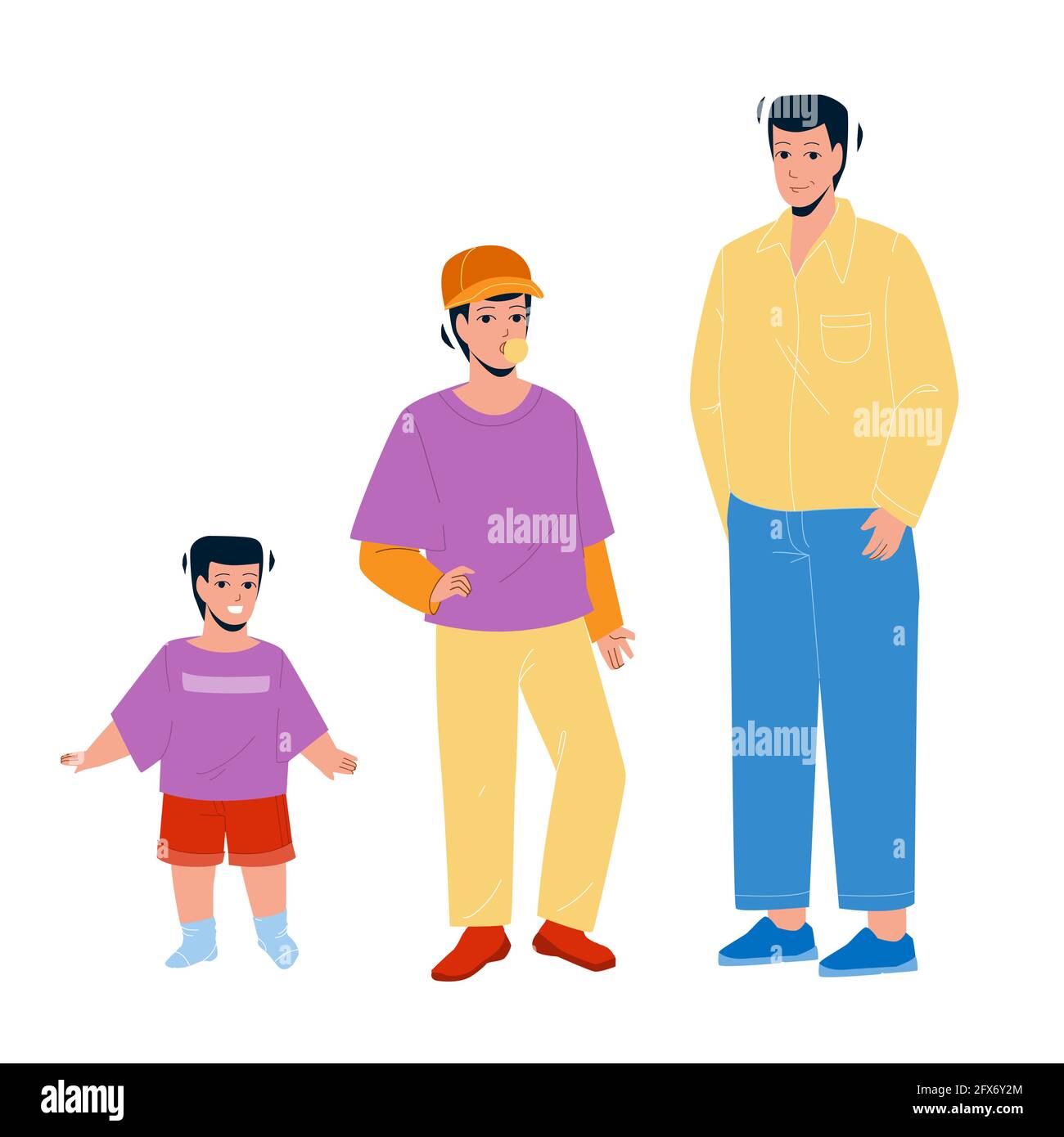 Growing Boy From Little Baby To Adult Man Vector Stock Vector Image ...