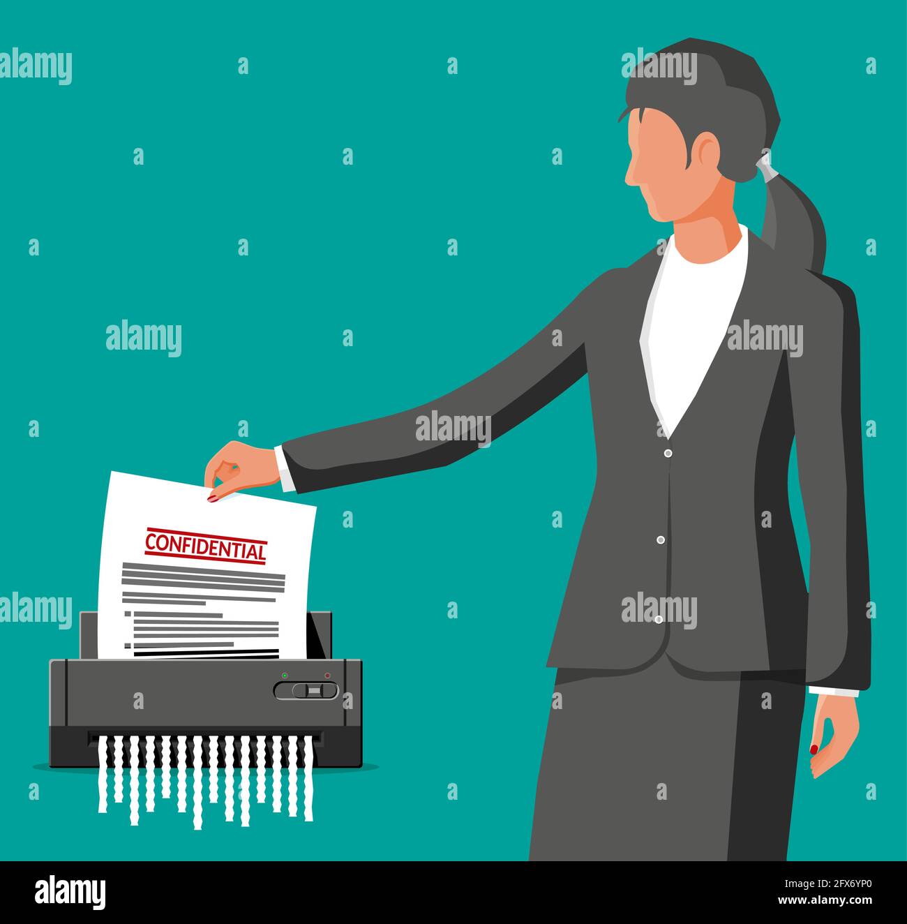 Woman shredding paperwork Stock Vector Images - Alamy