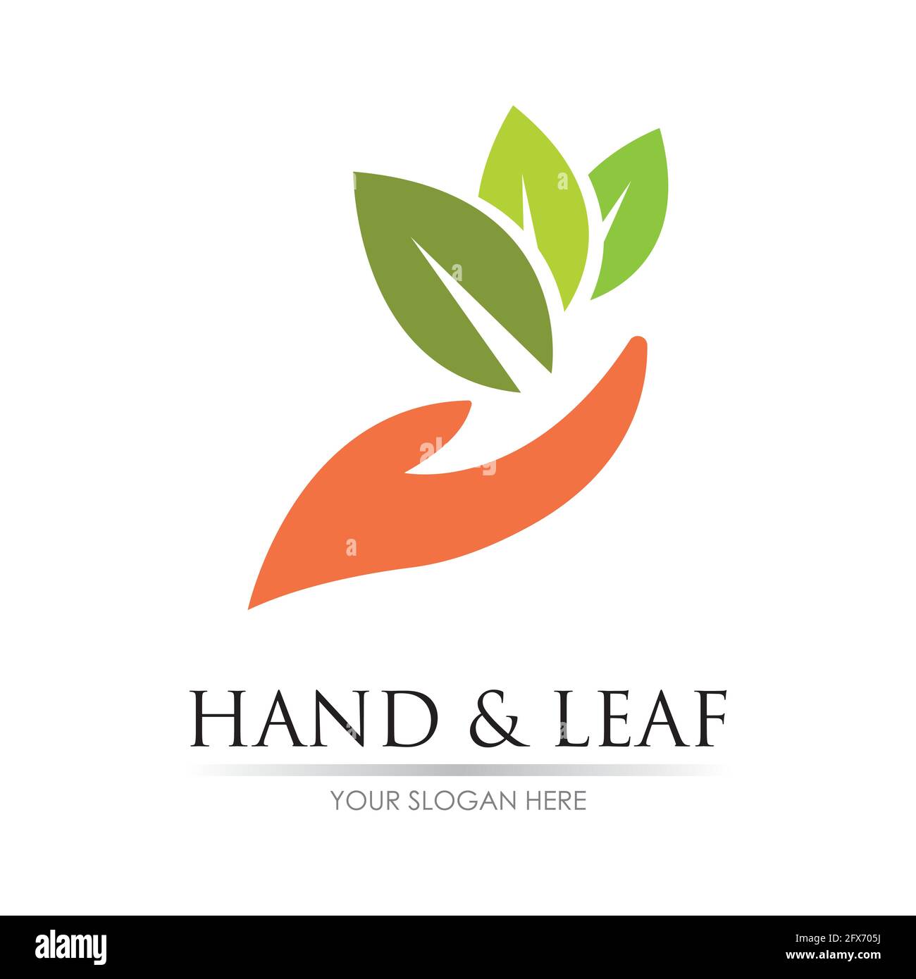 hand and leaf logo vector illustration design template Stock Vector ...