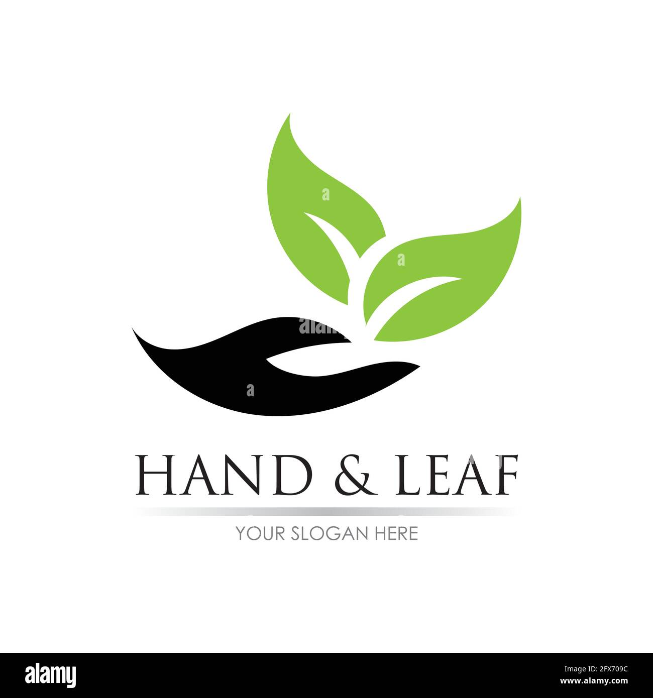 hand and leaf logo vector illustration design template Stock Vector ...