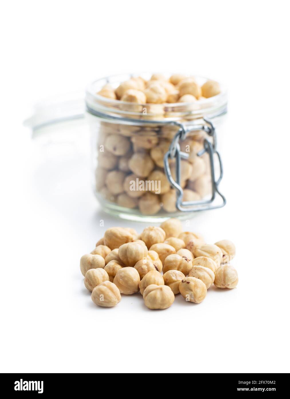 Peeled roasted hazelnut kernels isolated on white background Stock ...