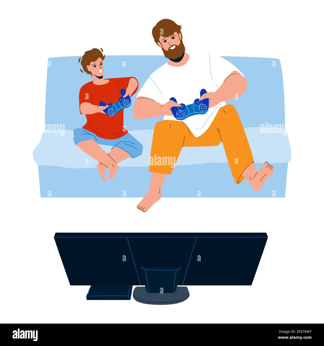 Father And Son Playing Video Games Together Vector Stock Vector Image ...