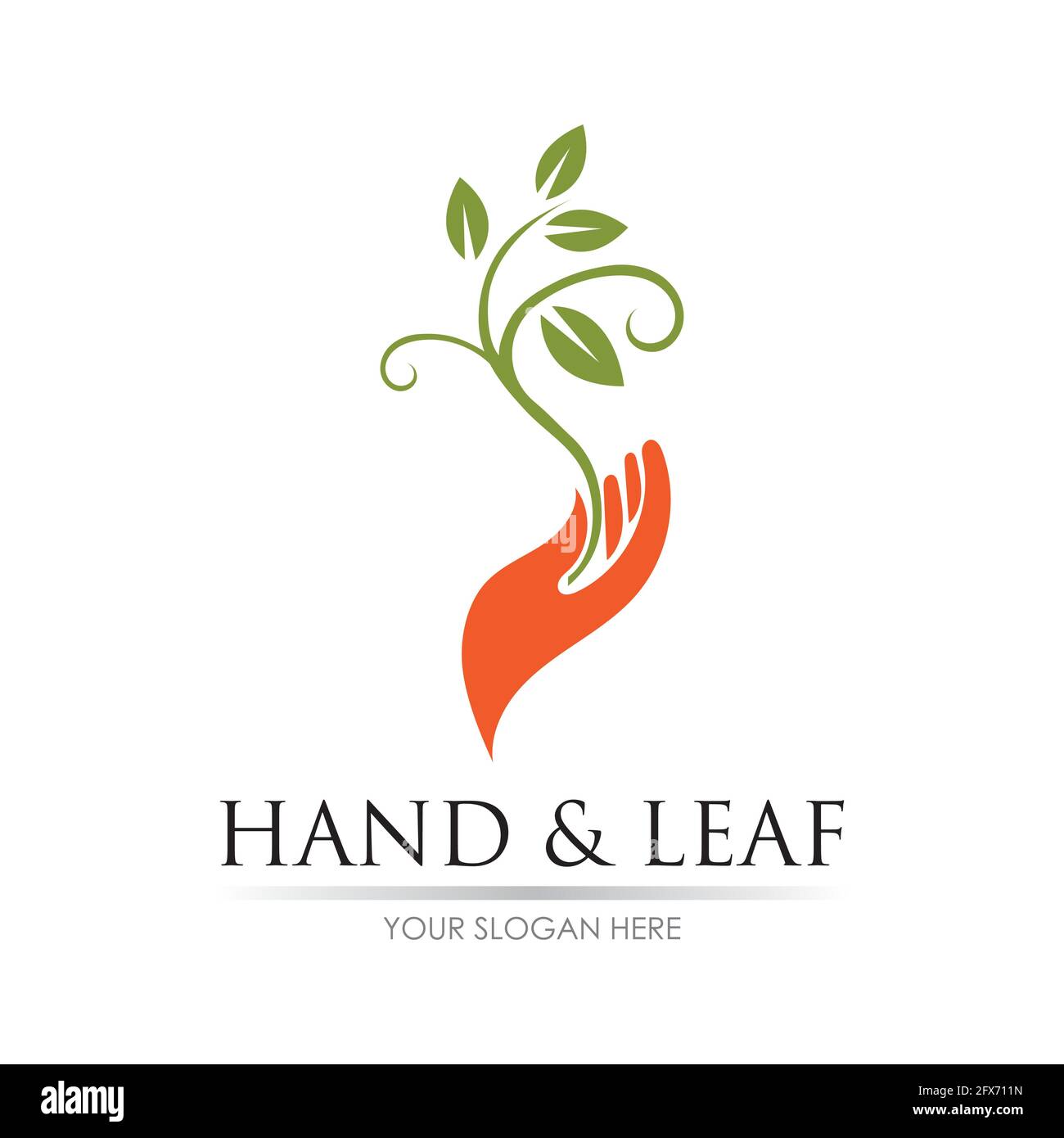 hand and leaf logo vector illustration design template Stock Vector ...