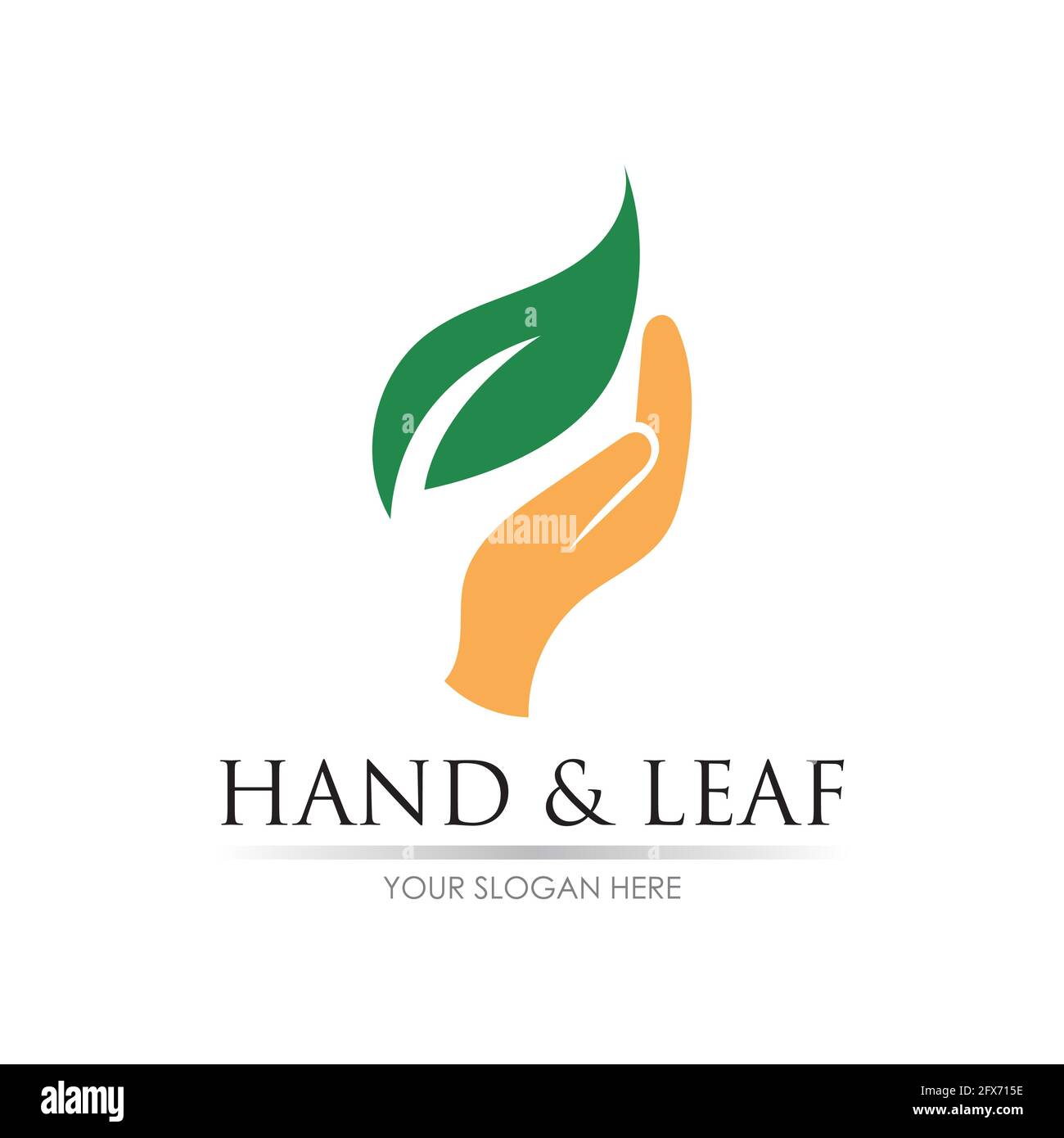 hand and leaf logo vector illustration design template Stock Vector ...
