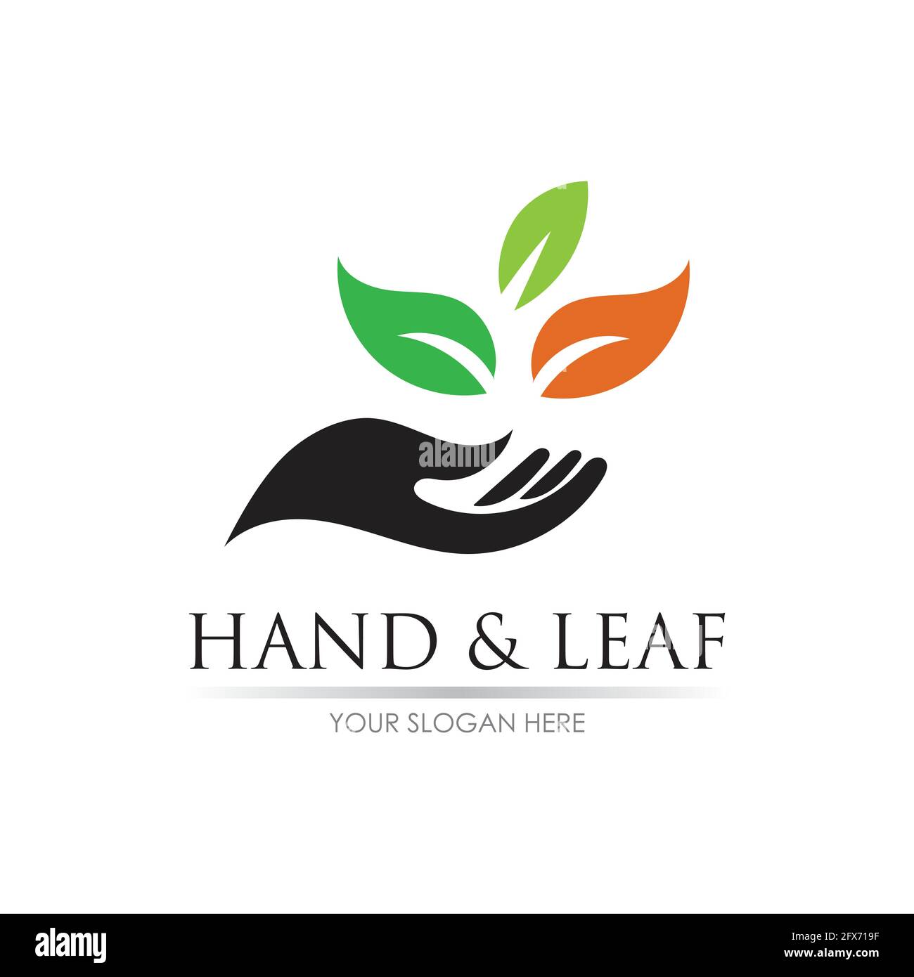 hand and leaf logo vector illustration design template Stock Vector ...