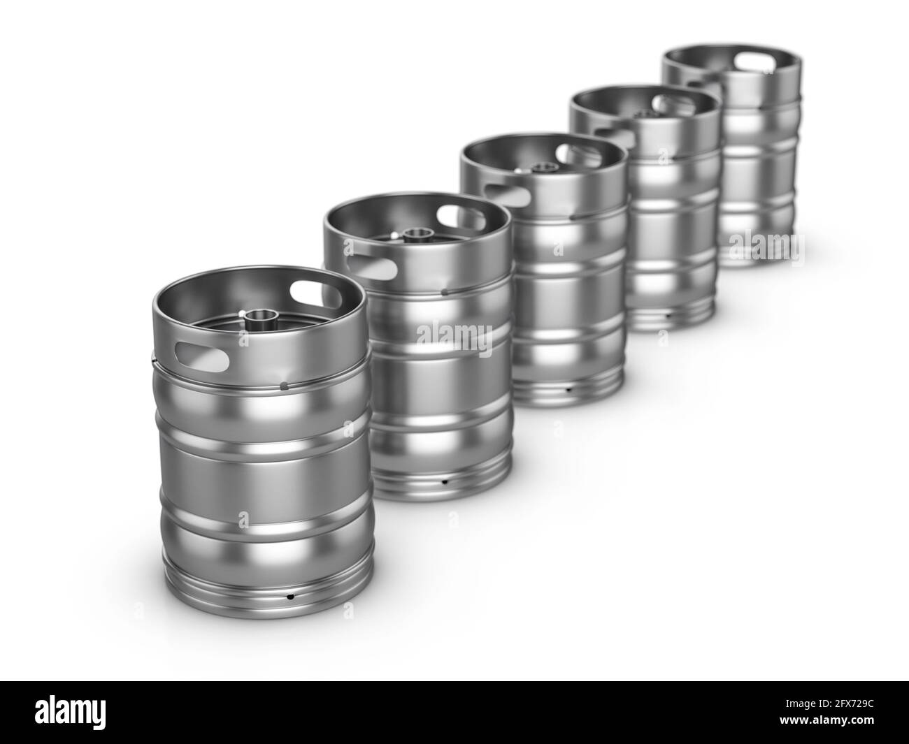 Beer kegs on a white background. 3d illustration Stock Photo - Alamy