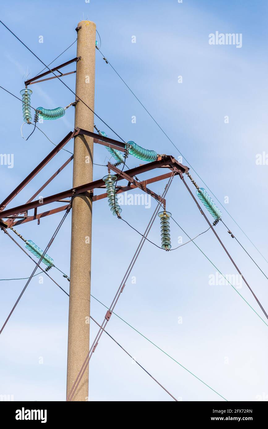 High Voltage electric substation with transformers.High voltage ...