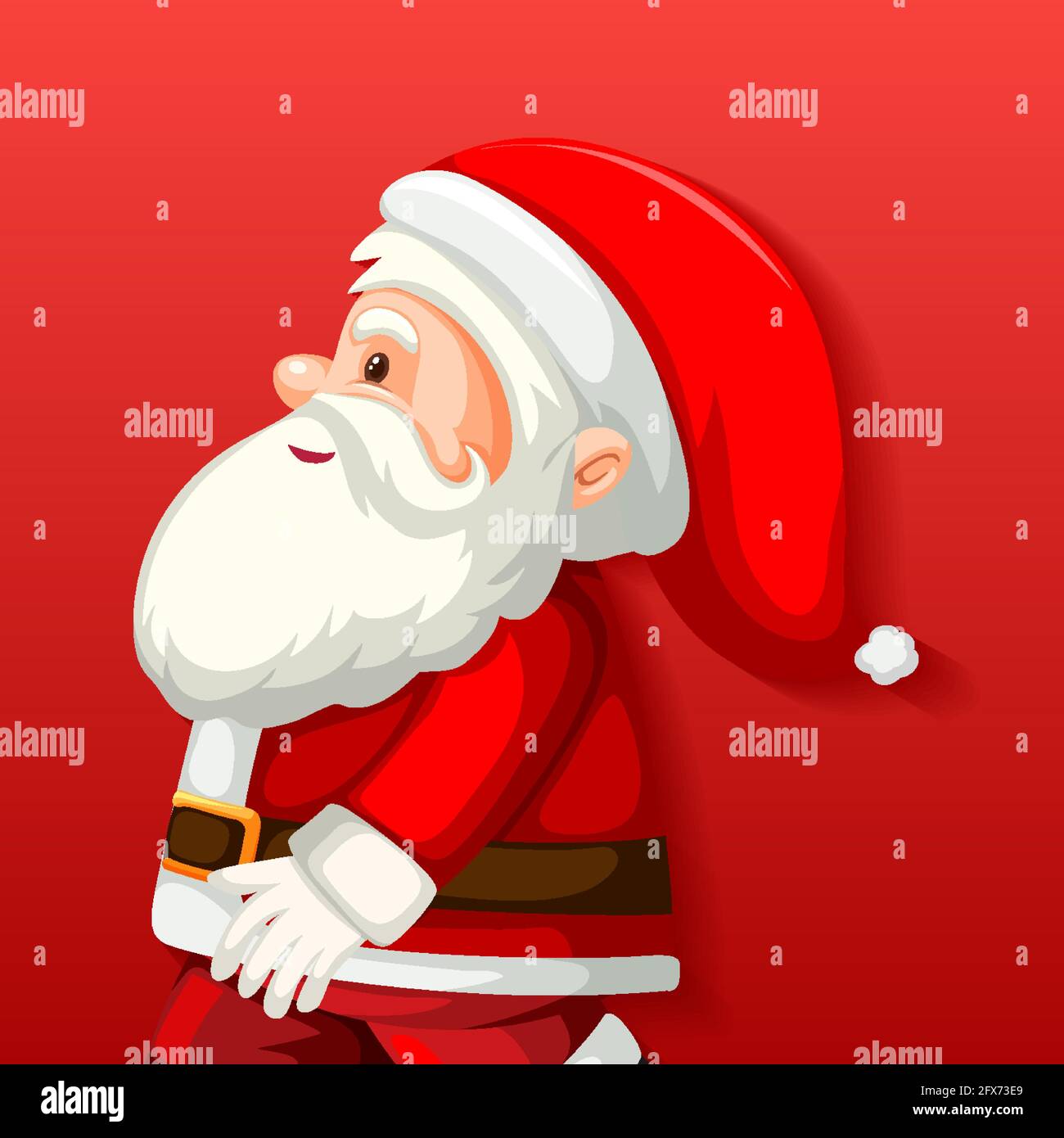 Side view of Cute Santa Claus cartoon character on red background ...