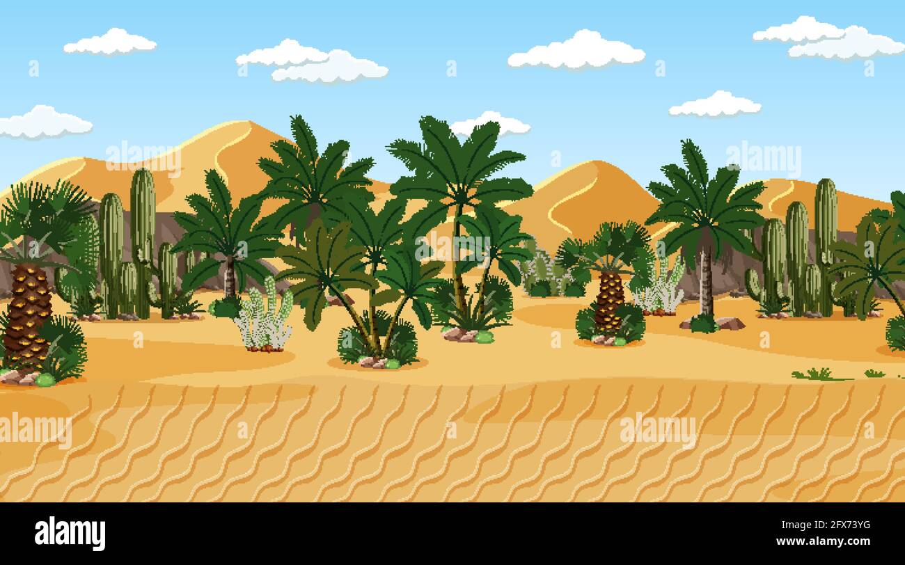 Desert forest landscape at day time scene illustration Stock Vector ...