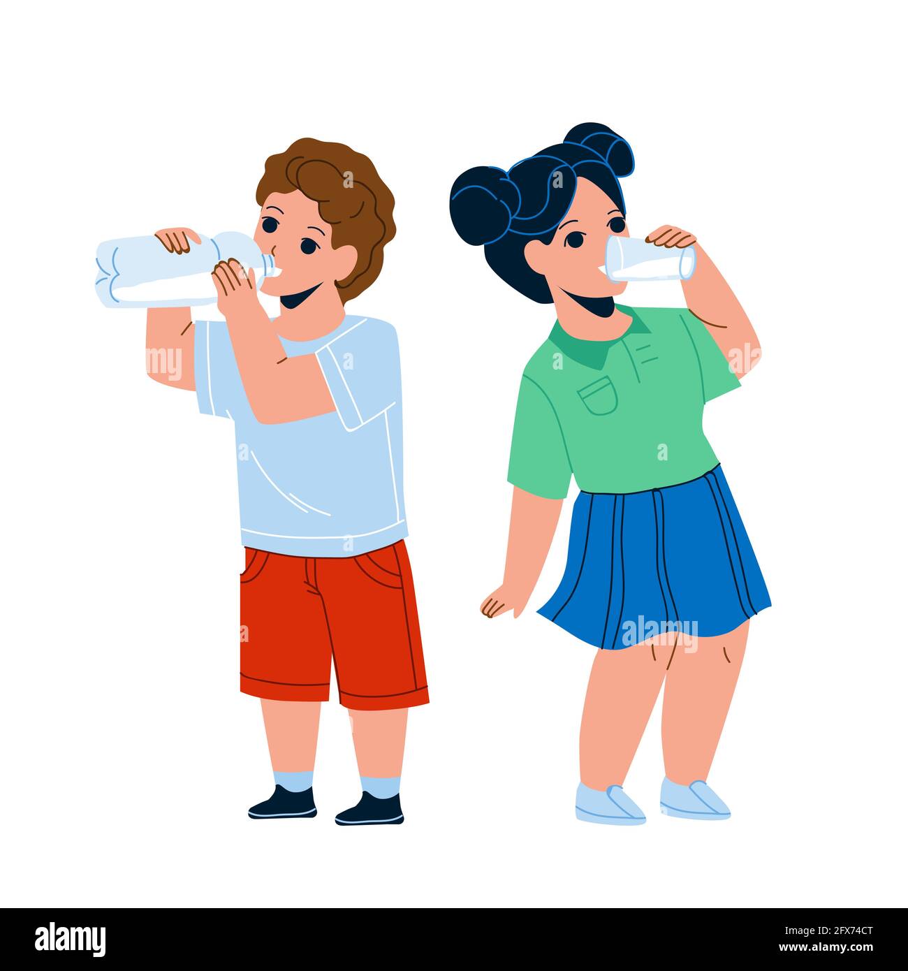 Children Drinking Water Clipart