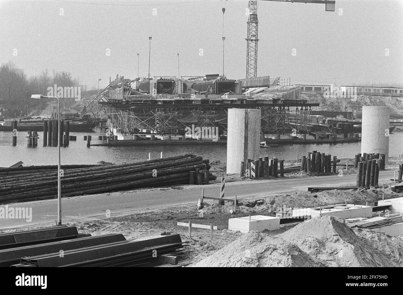 Bridge under construction over Amstel (Amsterdam) in ring road project ...