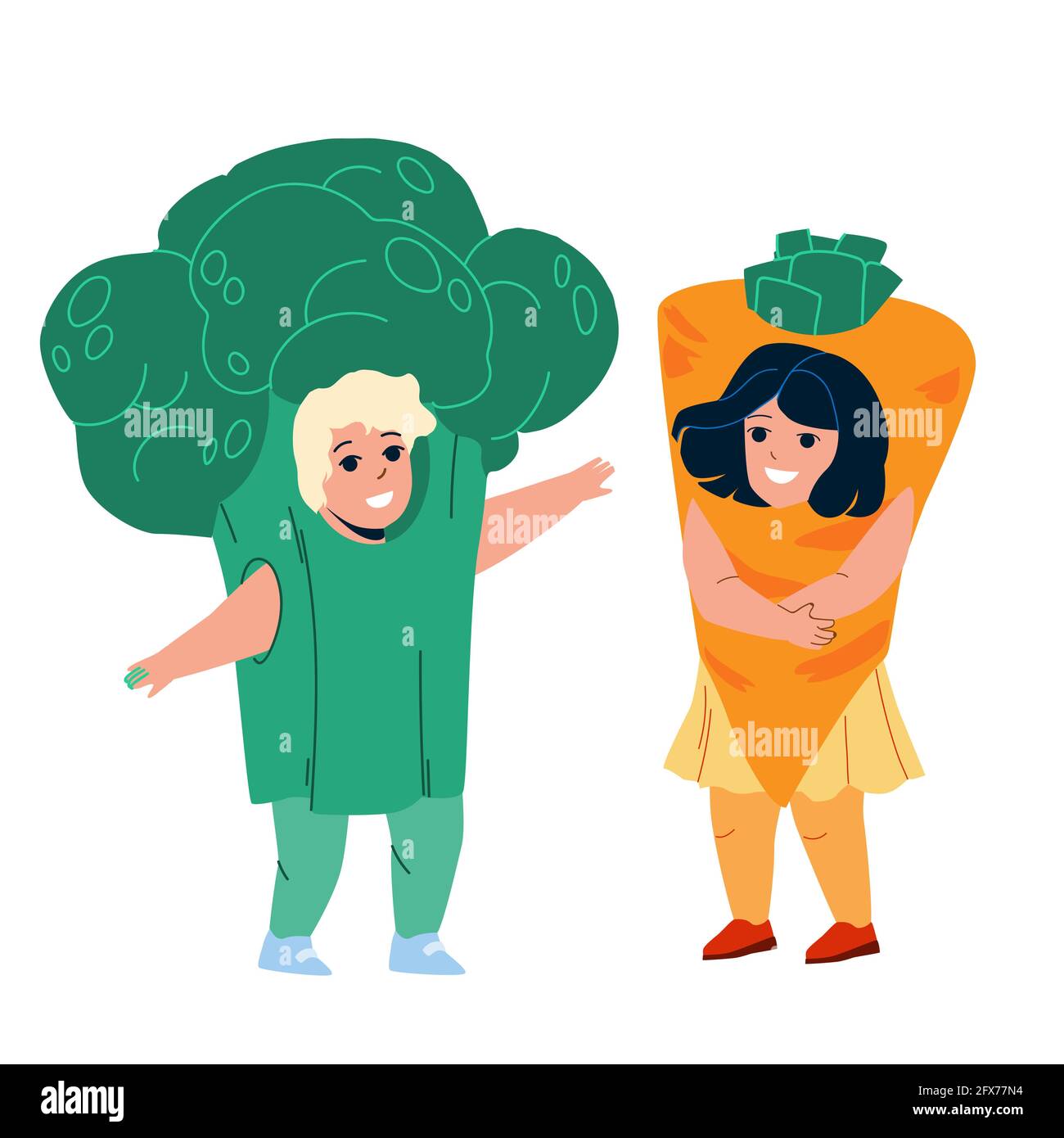 Kids Dressed Vegetables On School Stage Vector Stock Vector Image & Art ...