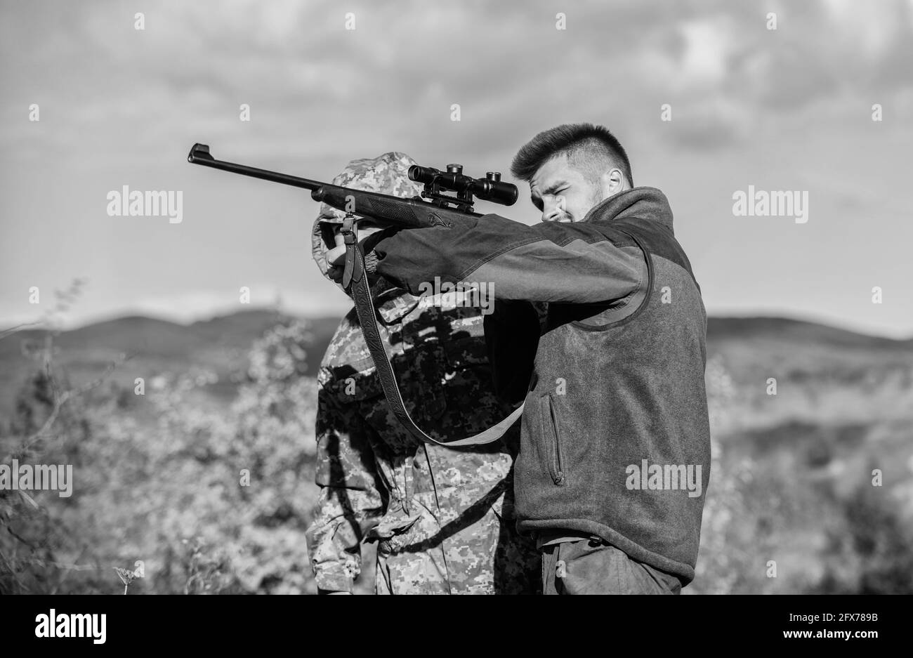 Breaking law. Poaching concept. Activity for brutal men. Hunters ...