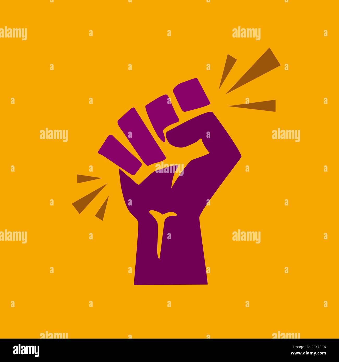 Vector raised hand.Concept of revolution or protest. Closed fist on ...
