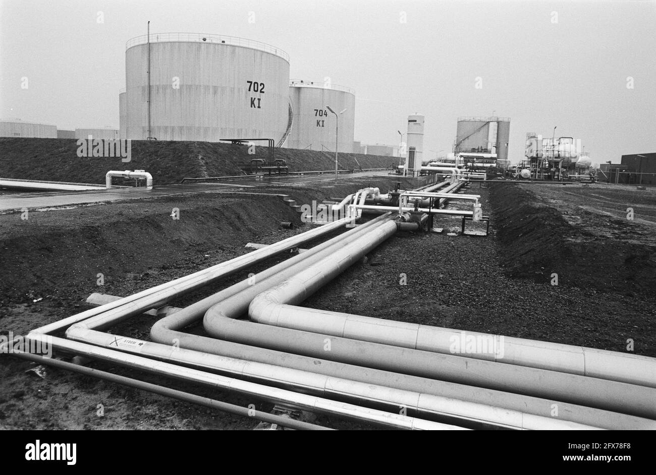 Storage tanks with the pipeline, November 23, 1982, petroleum, storage ...