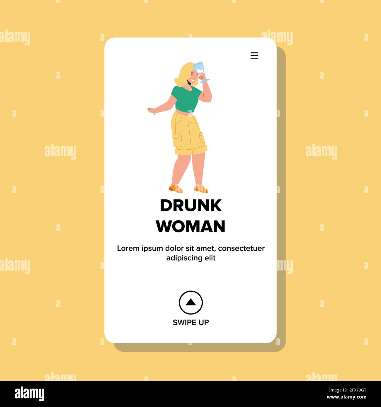 Drunk Woman Drinking Alcoholic Beverage Vector Stock Vector Image & Art ...