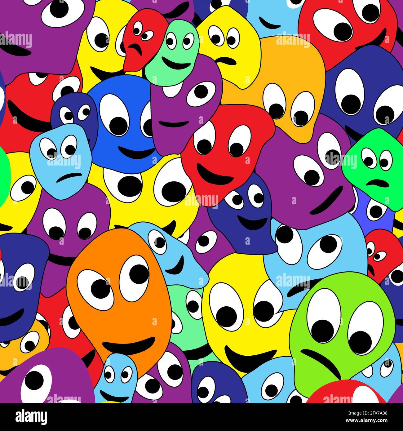 Seamless repeating pattern of comic and cartoon faces Stock Vector ...