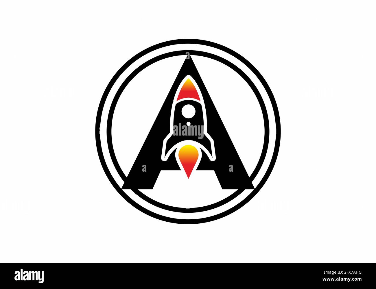 Black color of A initial letter with rocket design Stock Vector Image ...