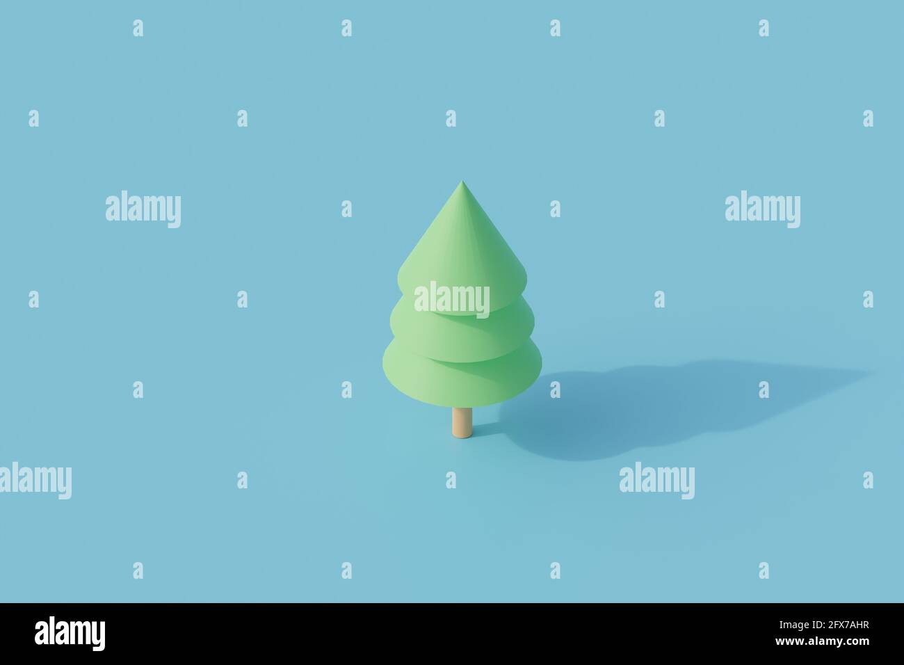 pine tree single isolated object. 3d render illustration isometric ...