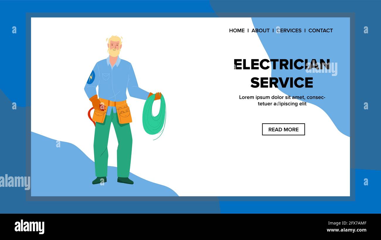 Electrician Service Worker Fix Wire Break Vector Stock Vector Image ...