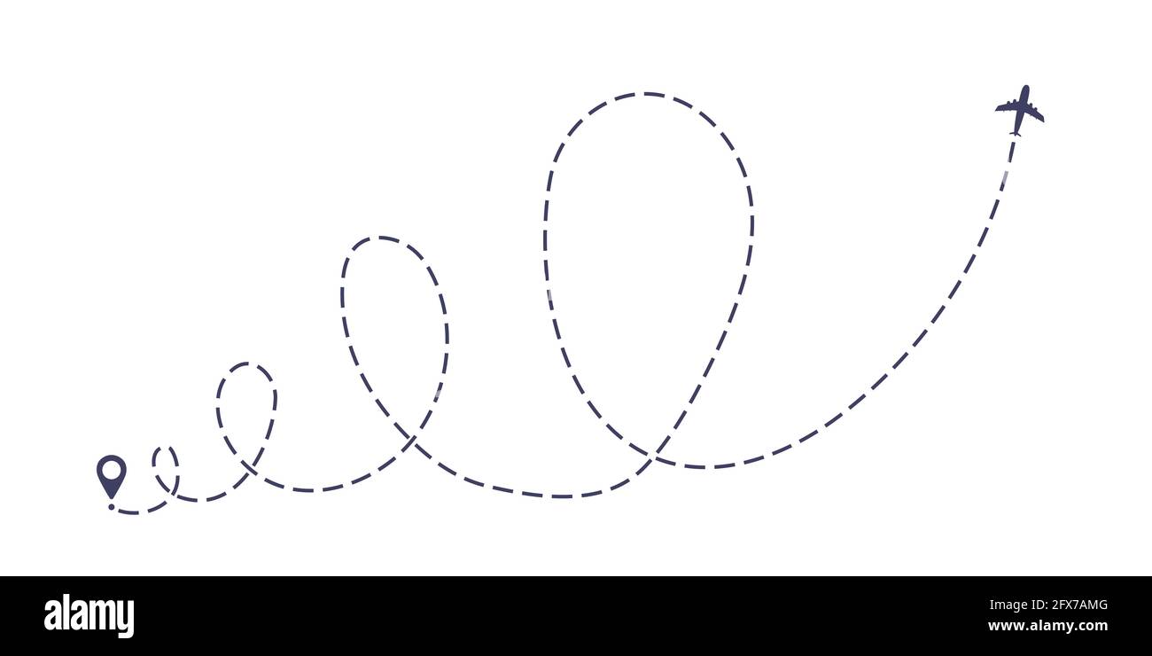 Airplane dashed line path flat style design vector illustration ...