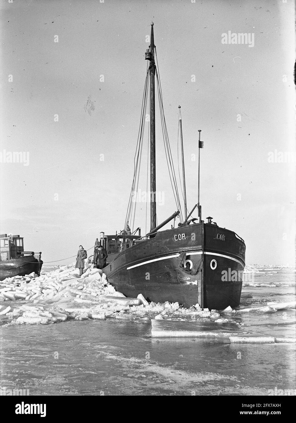 Frozen ships, January 24, 1947, ice, ships, winter, The Netherlands ...