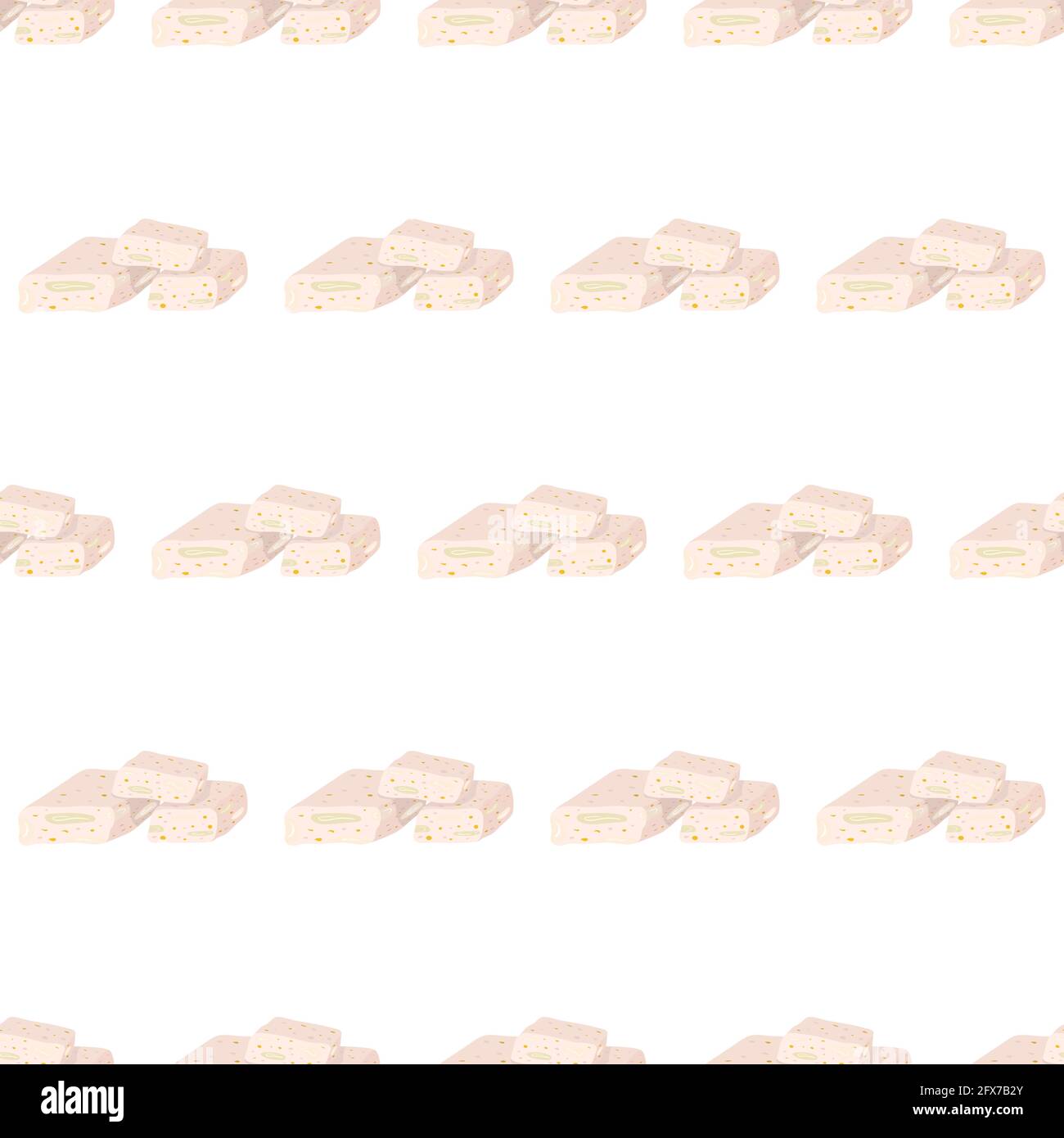 Hand drawn seamless pattern with nougat sweets for background design ...