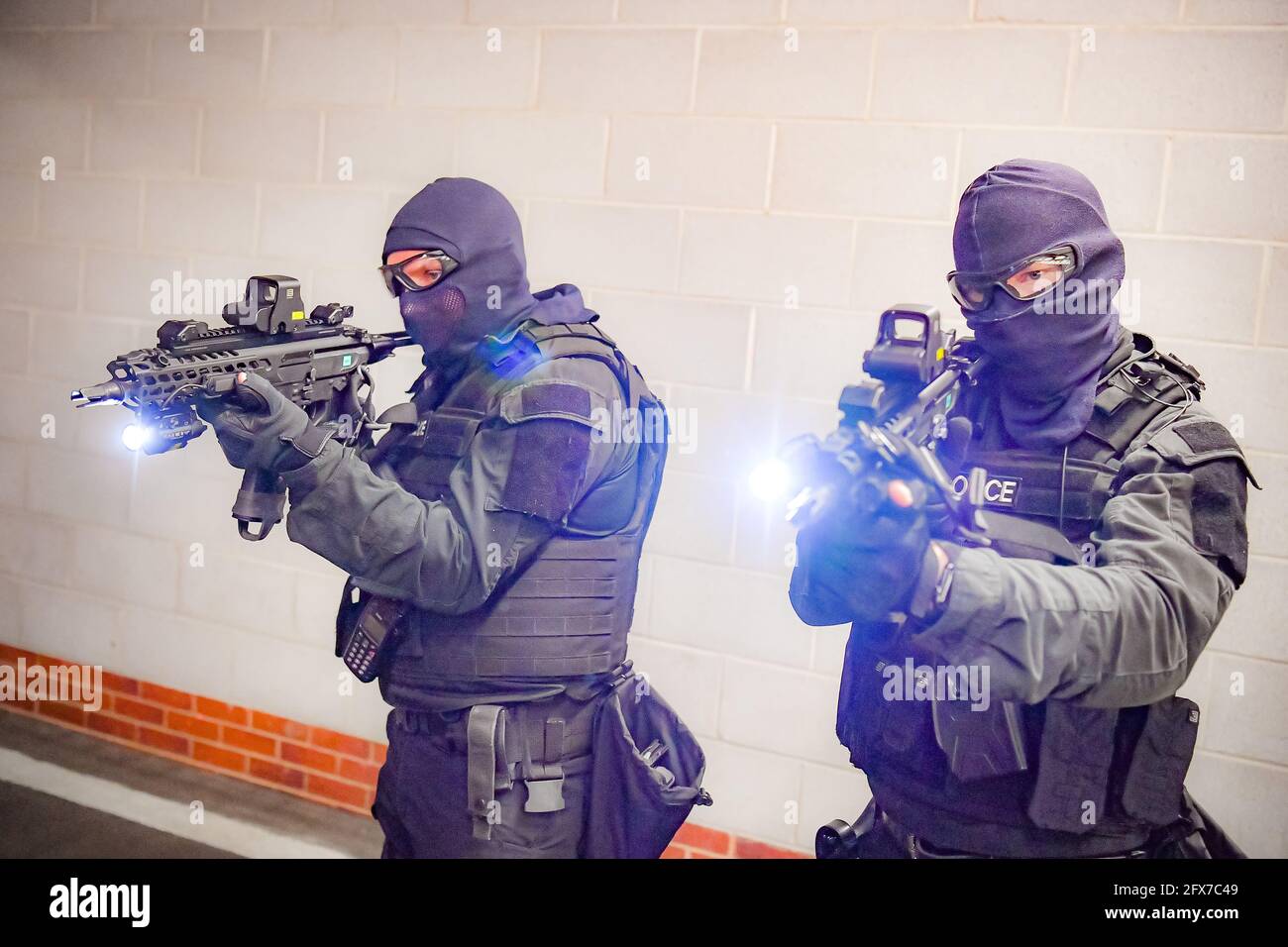 Members of Devon and Cornwall Police firearms team on the firing range ...