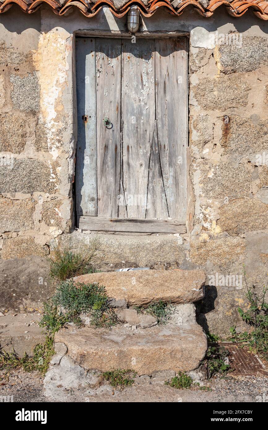 Old Corsican housing made with rubble walls. Pointe de Campomoro ...