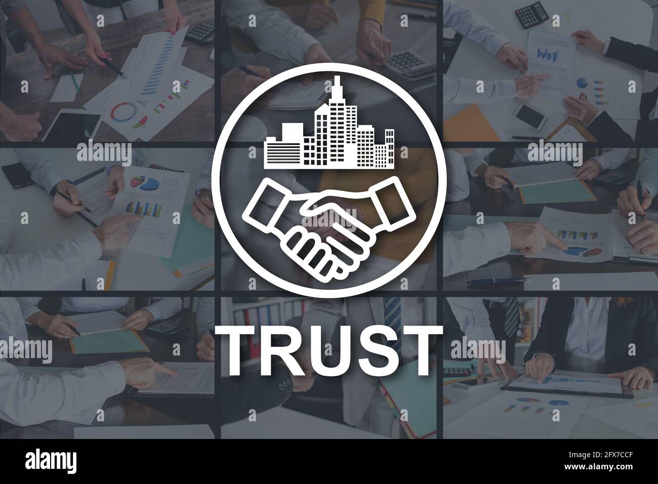 Trust concept illustrated by pictures on background Stock Photo - Alamy