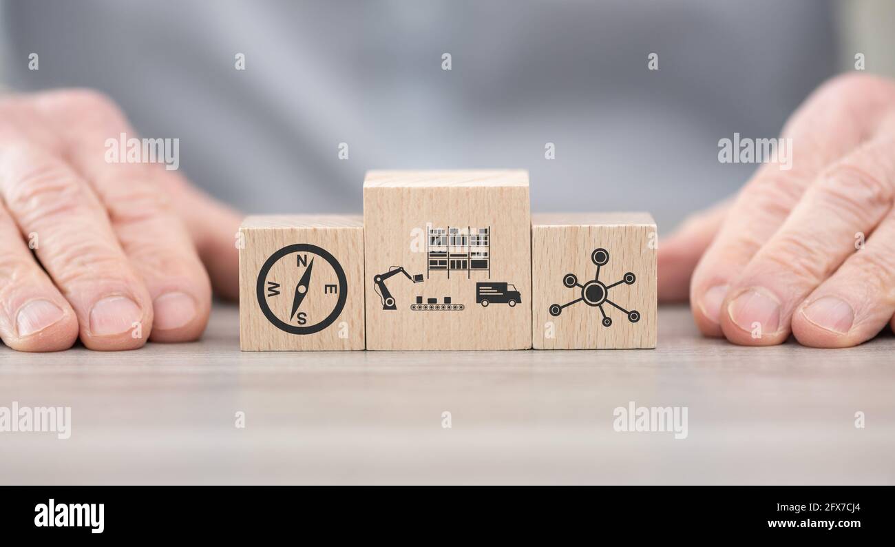 Wooden blocks with symbol of logistics concept Stock Photo - Alamy