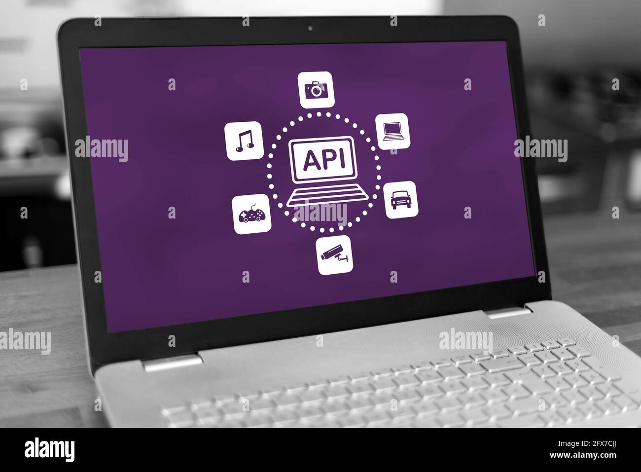 Laptop screen with api concept Stock Photo - Alamy