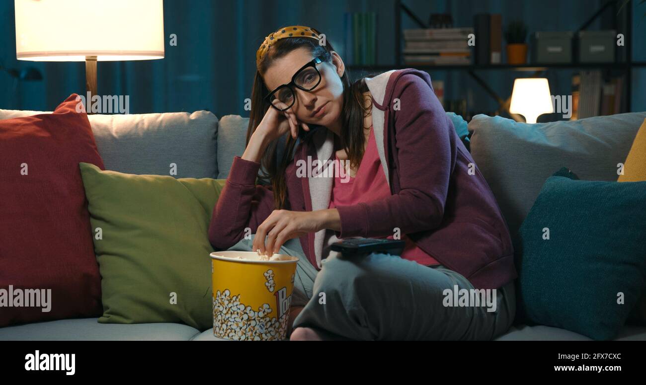 Asleep woman television night hi-res stock photography and images - Alamy