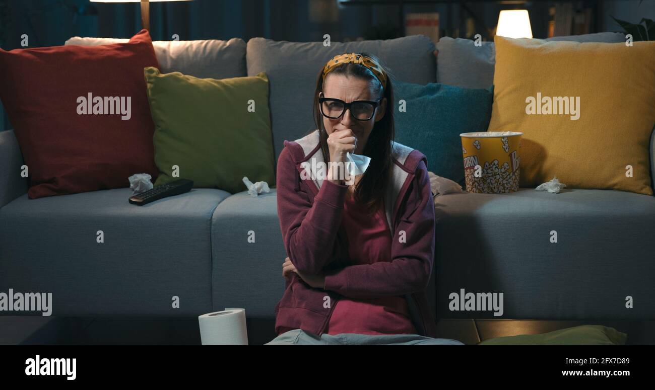 Woman Watching Tv Crying